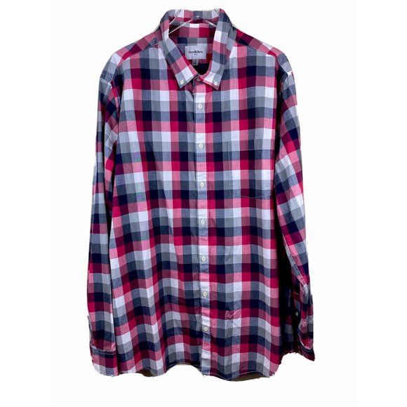 Goodfellow & Co | Shirts | Goodfellow Red White Black Plaid Check Long ...